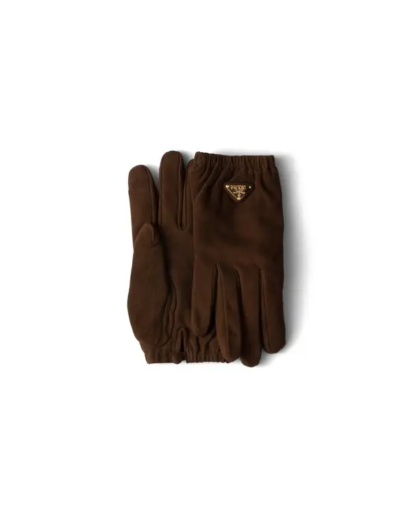 Prada Suede Gloves - Brown