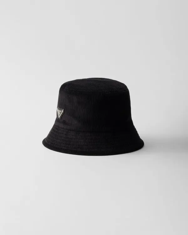 Prada Corduroy Bucket Hat - Black
