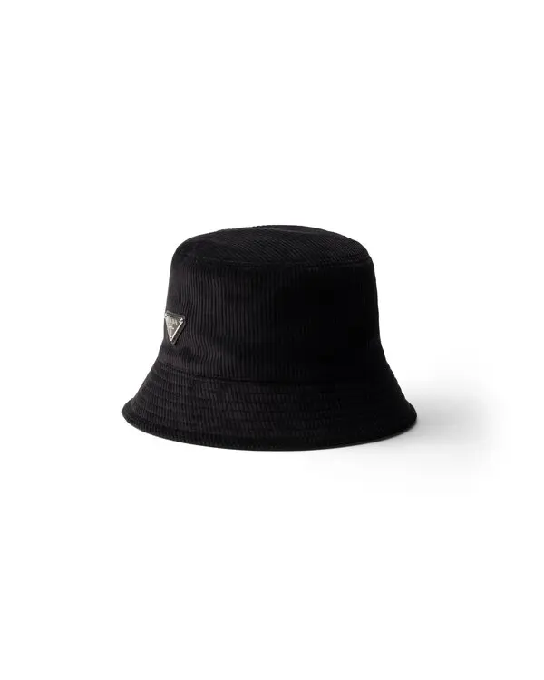 Prada Corduroy Bucket Hat - Black
