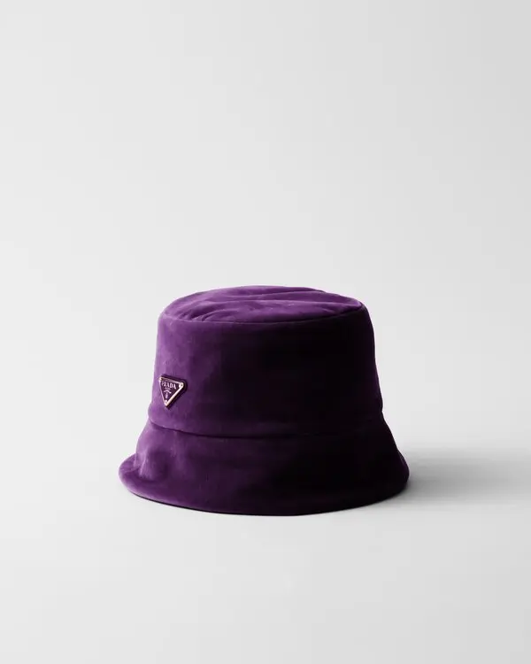 Prada Velvet Bucket Hat - Plum | Editorialist