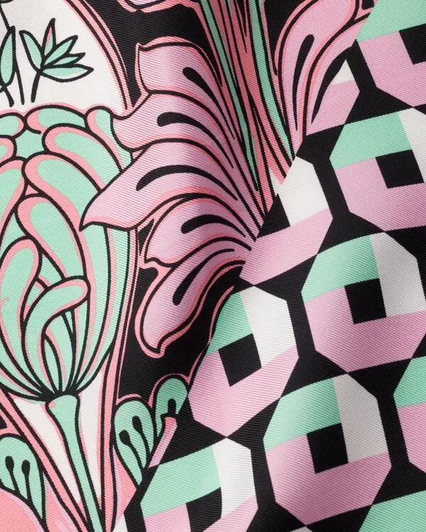 Prada Printed Silk Twill Scarf 55 - Green