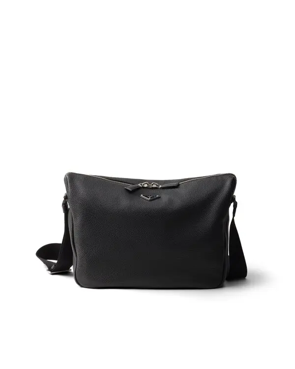 Prada Medium Leather Shoulder Bag - Black