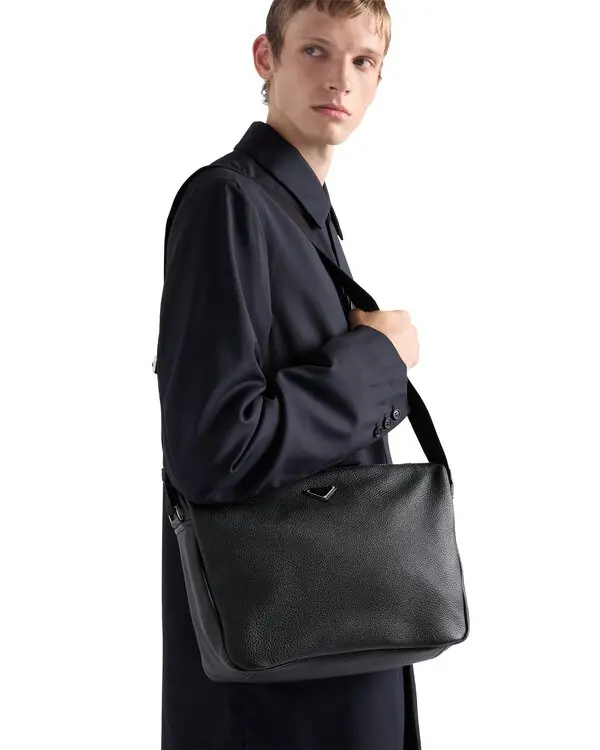 Prada Medium Leather Shoulder Bag - Black