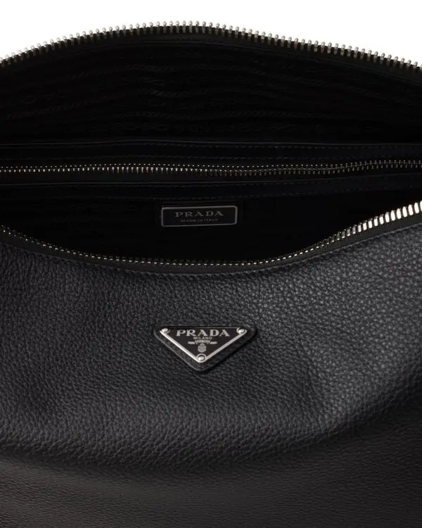 Prada Medium Leather Shoulder Bag - Black