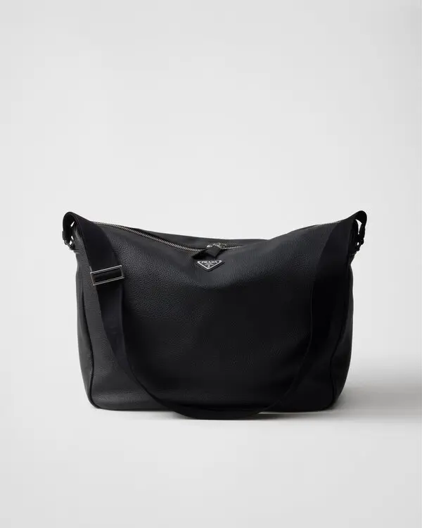 Prada Large Leather Shoulder Bag - Black