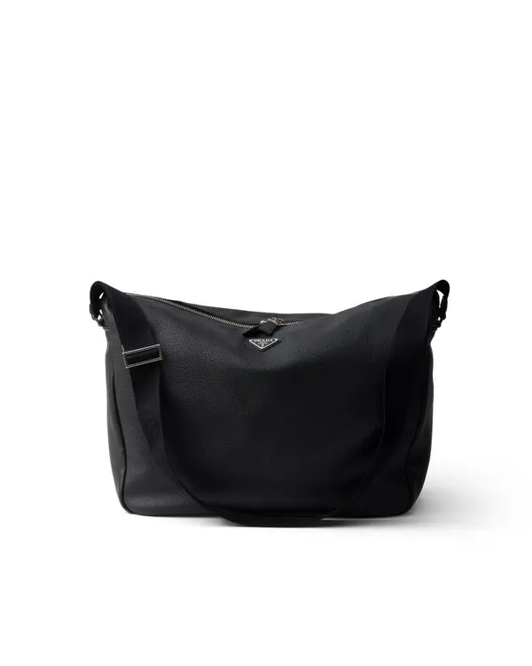 Prada Large Leather Shoulder Bag - Black