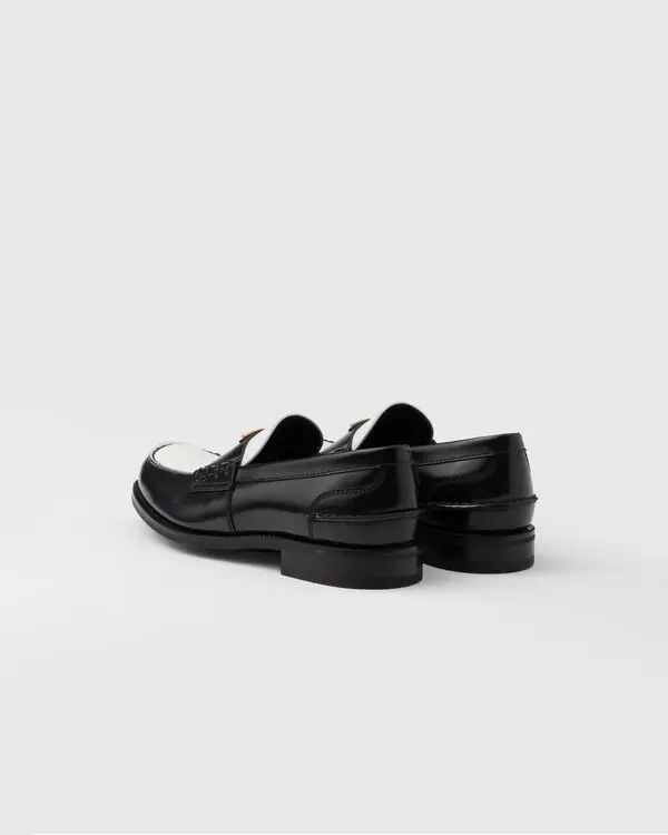 Prada Two-tone Brushed Leather Loafers