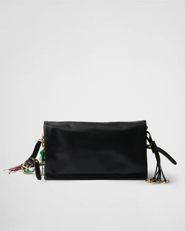 Prada Soft Sound Leather Shoulder Bag With Charms