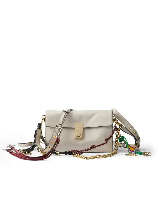 Prada Soft Sound Leather Shoulder Bag - White