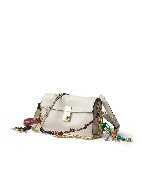 Prada Soft Sound Leather Shoulder Bag - White