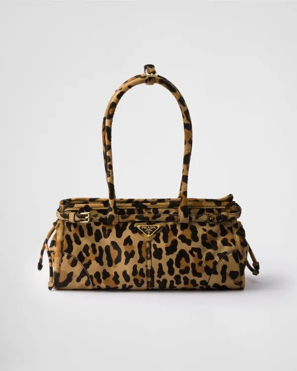 Prada Bonnie Printed Leather Handbag - Honey