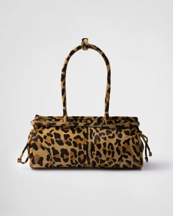 Prada Bonnie Printed Leather Handbag - Honey