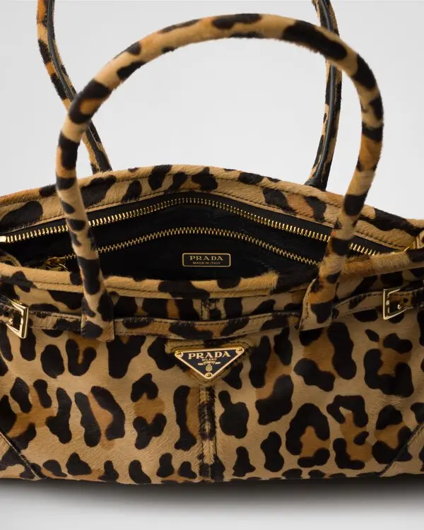 Prada Bonnie Printed Leather Handbag - Honey