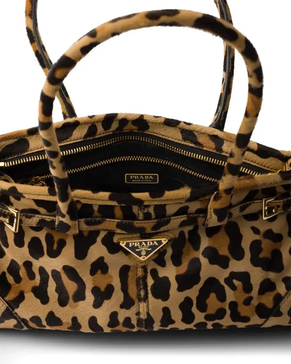 Prada Bonnie Printed Leather Handbag - Neutral