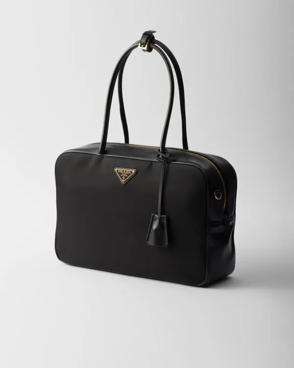 Prada Re-Nylon And Leather Top-Handle Bag - Black | Editorialist