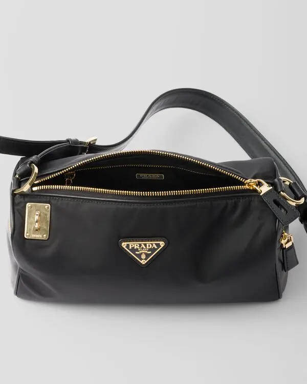 Prada Re-Nylon And Leather Shoulder Bag - Black | Editorialist