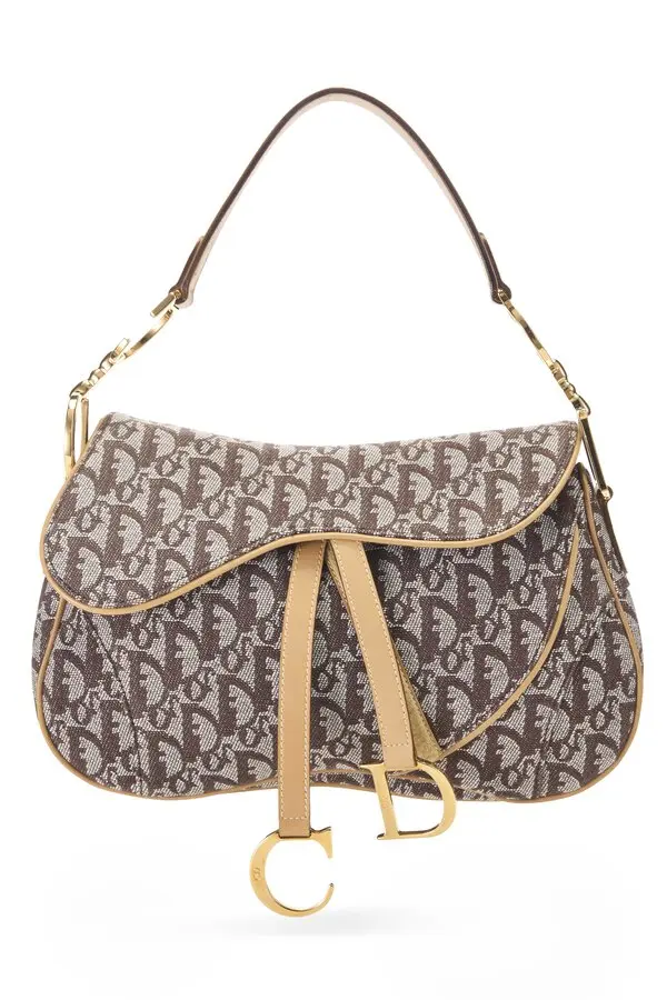 Dior Trotter Canvas Double Saddle Bag - Brown