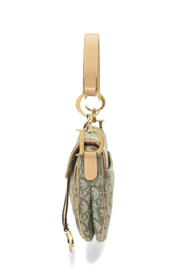 Dior Trotter Canvas Double Saddle Bag - Green