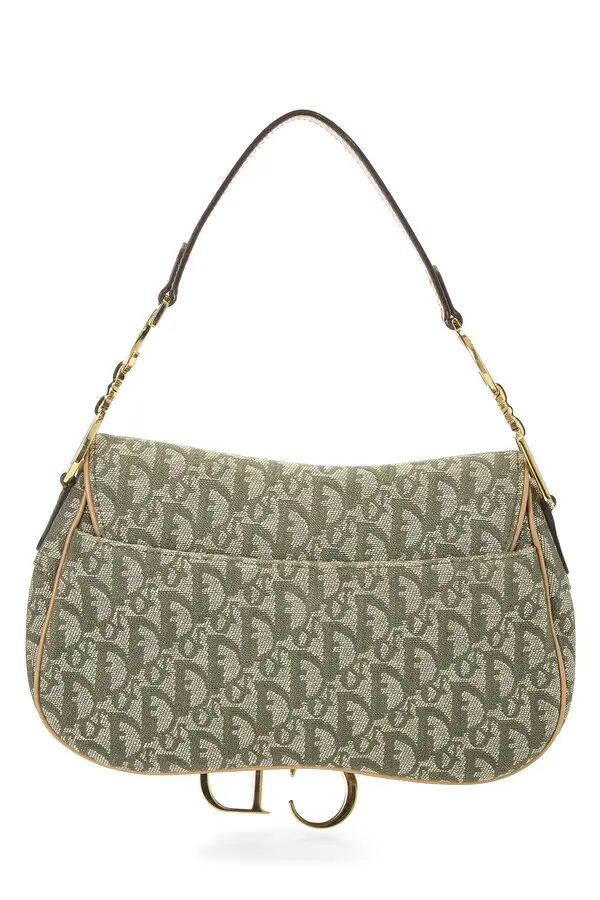 Dior Trotter Canvas Double Saddle Bag - Green