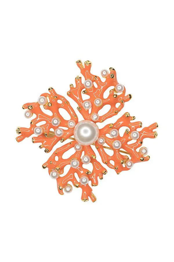 KENNETH JAY LANE Branch Brooch - Coral