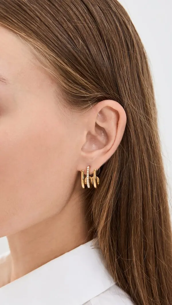 KENNETH JAY LANE Gold Post Huggie Earrings With Imitation Pearls