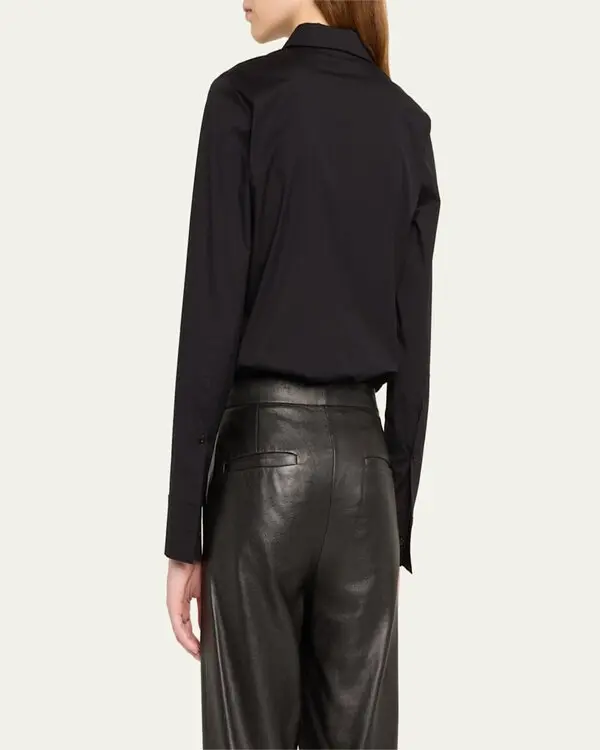 Wolford Cotton Poplin Blouse Bodysuit - Black