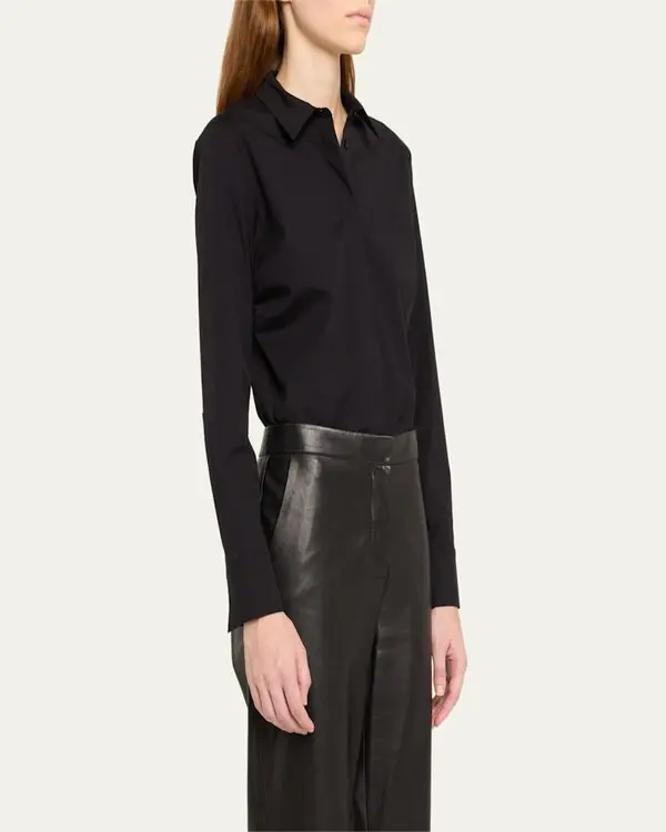 Wolford Cotton Poplin Blouse Bodysuit - Black