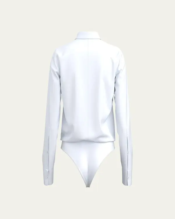 Wolford Cotton Poplin Blouse Bodysuit - Black