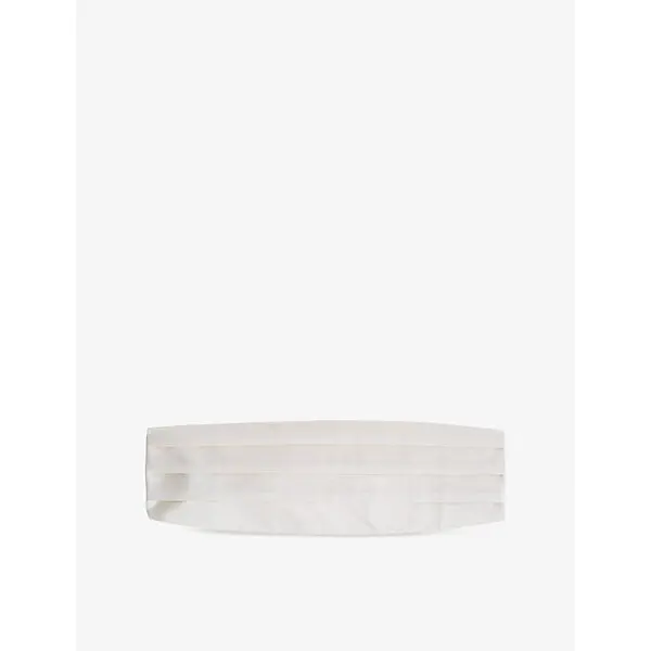 REISS Cameron Pleated Silk Cummerbund - Ivory