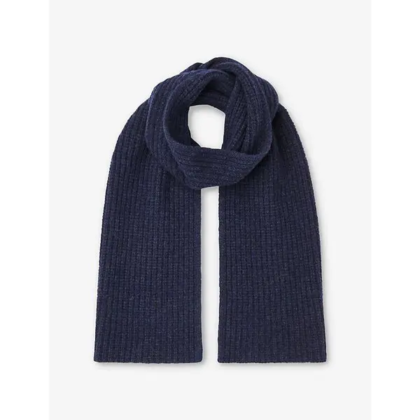 Whistles Ribbed Wool Scarf - Navy
