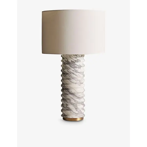 SOHO HOME Casper Arabescato Corchia Linen And Marble Table Lamp 81cm - Multi