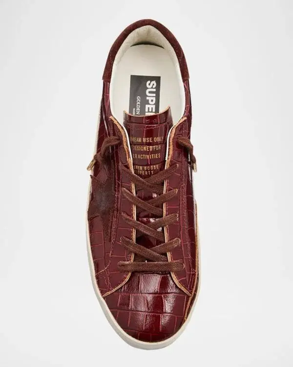 GOLDEN GOOSE Super-star Croco Embossed Low-top Sneakers - Bordeaux