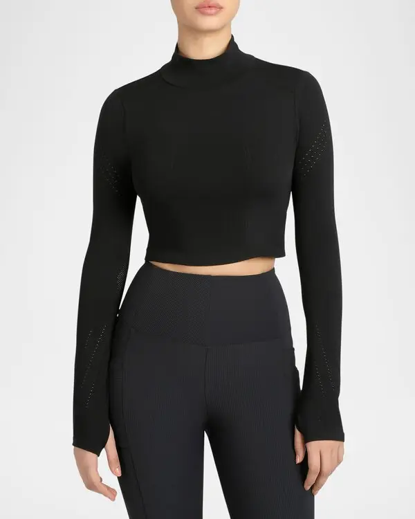 Blanc Noir Seamless Mock Neck Crop Top