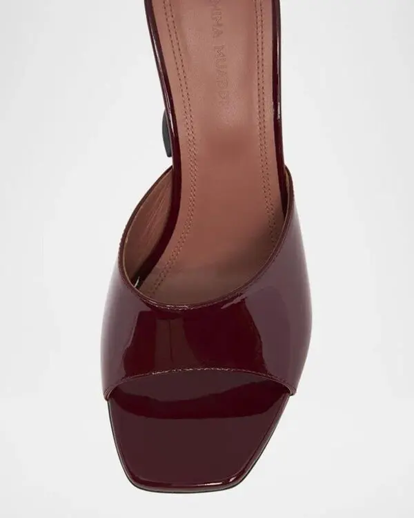Amina Muaddi Lupita Patent Leather Mule Sandals - Wine