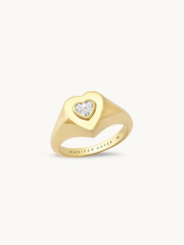 JENNIFER MEYER Heart-cut Diamond Signet Ring - 18k Yellow Gold,diamond