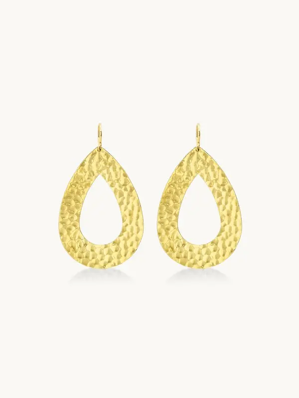 JENNIFER MEYER Large Hammered Teardrop Earrings - 18k Yellow Gold
