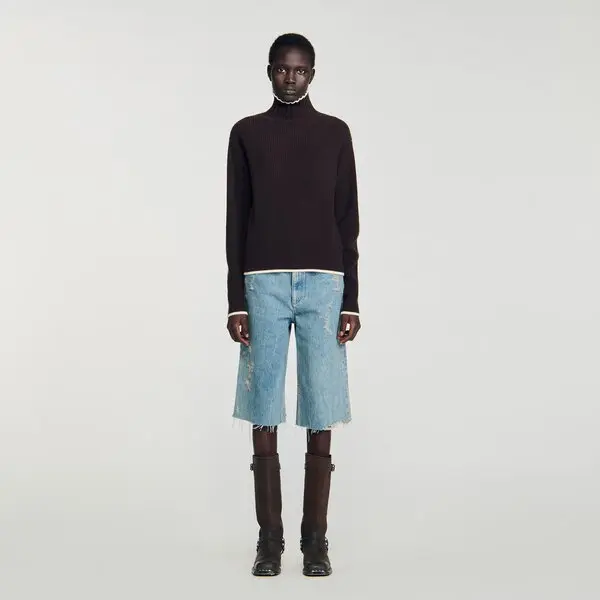 Sandro Long-sleeved Knit Turtleneck Sweater