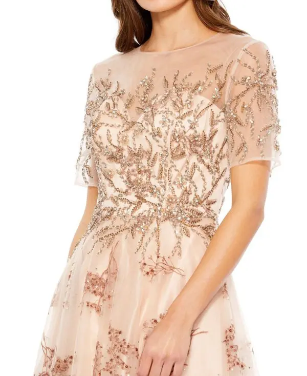Mac Duggal Embellished Illusion A-line Gown