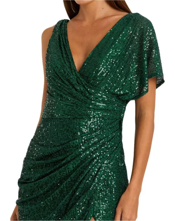 Mac Duggal Sequined Trumpet Gown - Emerald