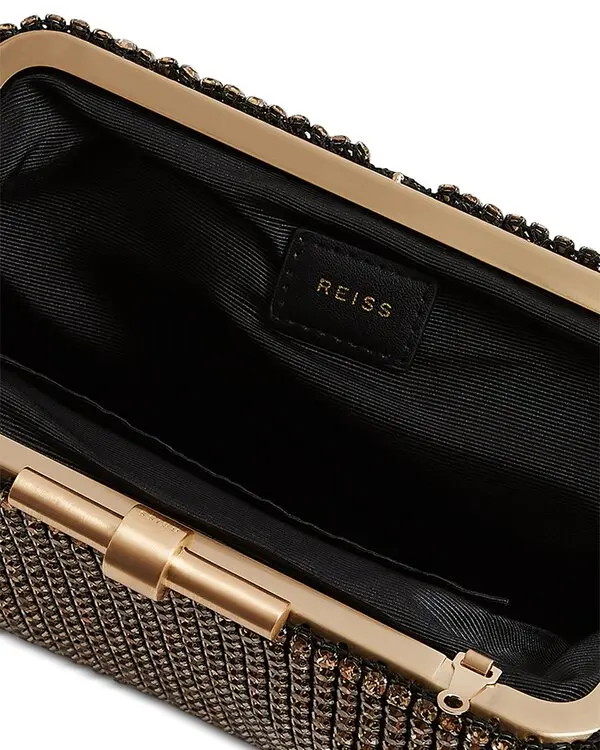 REISS Adaline Crystal Clutch - Gold