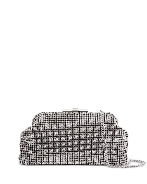 REISS Adaline Crystal Clutch - Silver