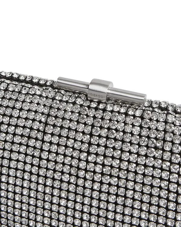 REISS Adaline Crystal Clutch - Silver