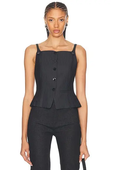 GANNI Suting Vest Top - Phantom