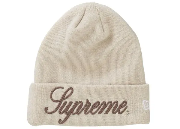Supreme New Era Script Beanie - Natural