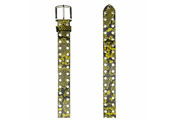 StÜssy 8 Ball Studded Belt - Green Snake Print Leather