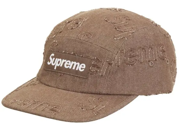 Supreme Lasered Denim Camp Cap - Brown