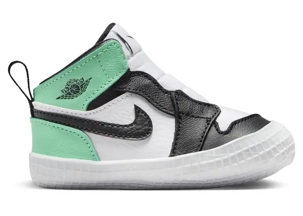 JORDAN 1 Crib Bootie - White/green Glow/black