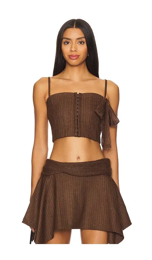 ZEMETA Pin Stripe Corset Top - Brown