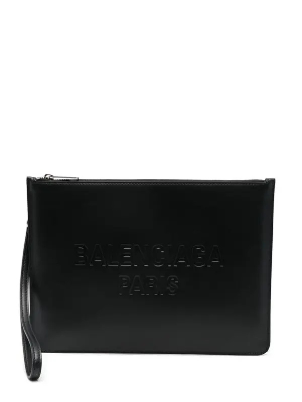 Balenciaga Logo-debossed Clutch - Black