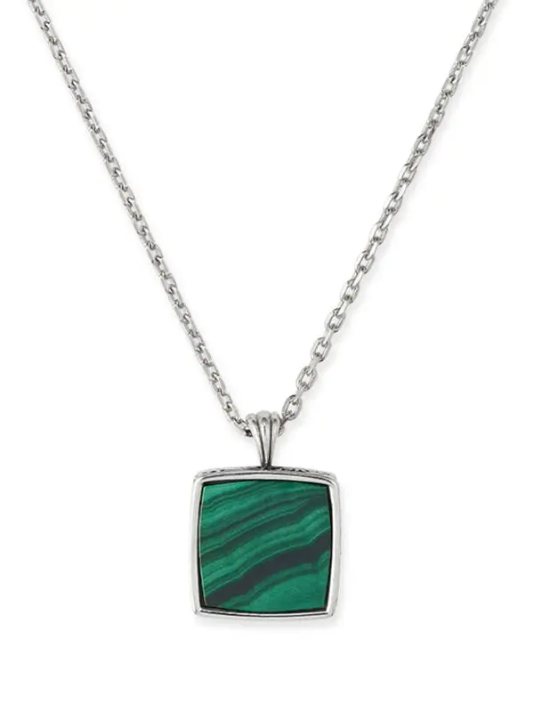 Emanuele Bicocchi Malachite Amulet Necklace - Silver